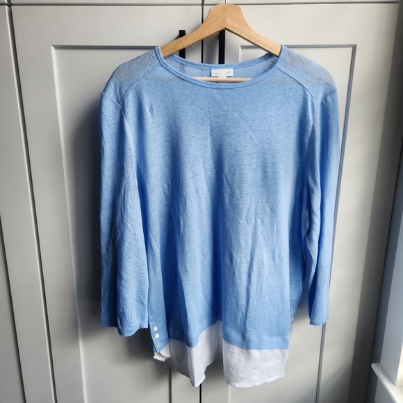 J. Jill | Tops | J Jill Love Linen Blue Layered Linen Tunic Top Large ...